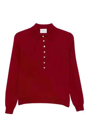 BEYOU Button-down Polo Sweater - Red