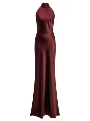 Polo Ralph Lauren Halterneck Bow Detail Satin Gown - Red