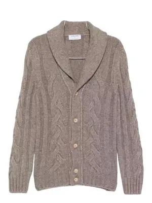 GRAN SASSO Shawl Collar Cable-knit Cardigan - Neutrals