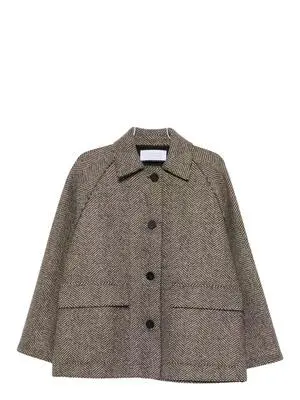 Harris Wharf London Herringbone Pattern Flap-pocket Jacket - Grey