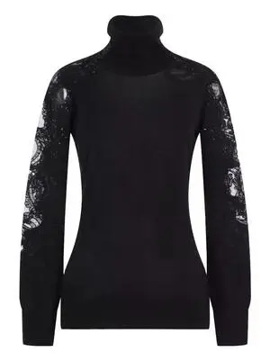 Ermanno Scervino Lace Insert Rhinestone Embellished Sweater - Black