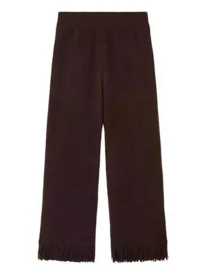 Alanui Milano Stitch Trousers With Fringed Trim - Brown