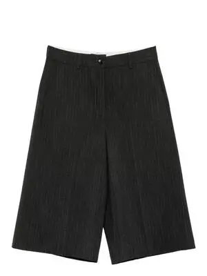 Seventy Seventy Dark Grey Pinstripe Pattern Tailored Shorts Grey