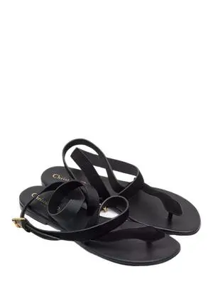 Dior Ankle-wrap Flat Sandals - Black