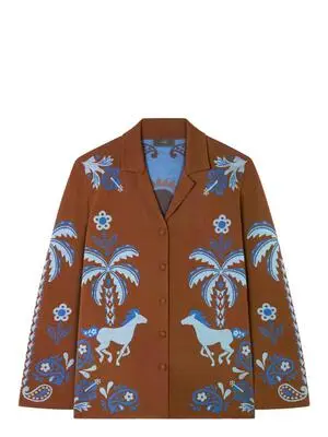 Alanui Jacquard-knit Shirt With Island Motif - Brown