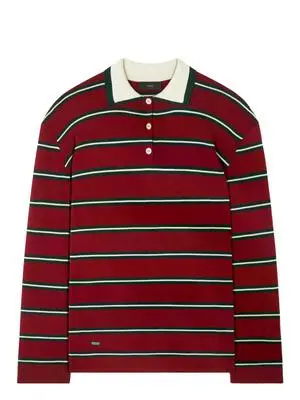 Alanui Rugby Club Double-collar Polo Shirt With Horizontal Stripes - Red