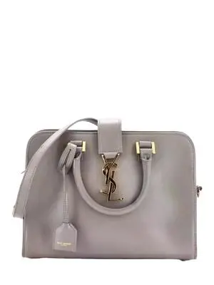 Saint Laurent Monogram Cabas Leather Baby Satchel - Grey