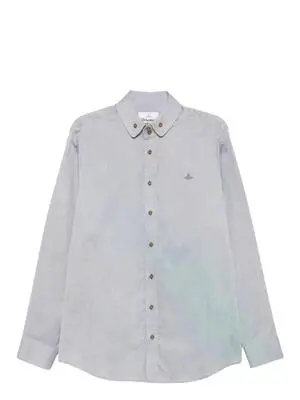 VIVIENNE WESTWOOD Orb-embroidered Button-down Shirt - Blue