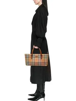 Burberry Haymarket Check Canvas Handbag - Neutrals