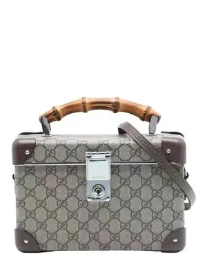 Gucci Gg Supreme Bamboo Vanity Bag Satchel - Neutrals