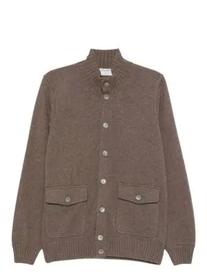 GRAN SASSO Button-up Funnel-neck Cardigan - Brown