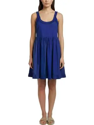 Miu Miu Ruffle Trim Sleeveless Mini Dress - Blue