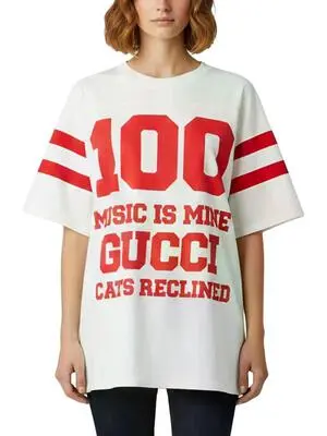 Gucci 100 Slogan Print T-shirt - White