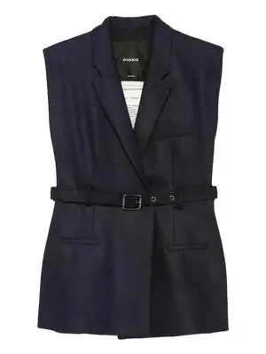 Pinko Belted Sleeveless Jacket - Blue