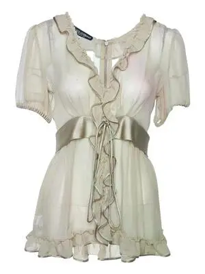 Dolce & Gabbana Ruffled Sheer Blouse - Neutrals