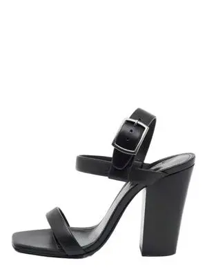 SAINT LAURENT Saint Laurent Black Leather Buckle-Fastening Heeled Sandals
