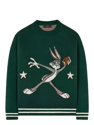 Alanui X Looney Tunes Bugs Bunny Wool Jacquard Sweater - Green