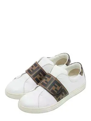 Fendi Ff Motif Touch-strap Sneakers - White
