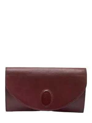 Cartier Must De Oval Emblem Clutch Bag - Red