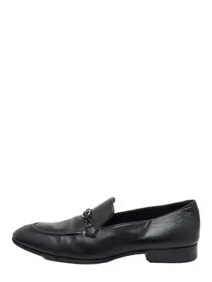 LOUIS VUITTON Leather Loafers With Silver-tone Initials - Black
