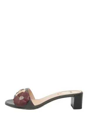 Fendi Floral Detail Slip-on Block Heel Sandals - Grey