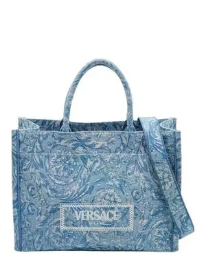 Versace Barocco Athena Jacquard Tote Bag - Blue