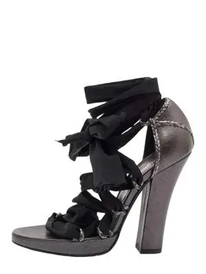 MISSONI Missoni Metallic Woven Leather Sandals
