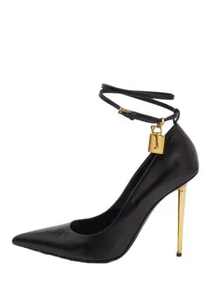 TOM FORD Tom Ford Vintage Black Leather Pointed-Toe Stiletto Pumps With Padlock Hardware