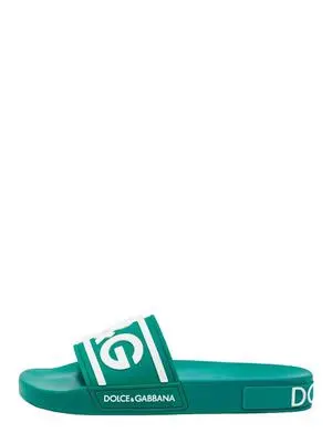 Dolce & Gabbana Embossed Logo Slides - Green