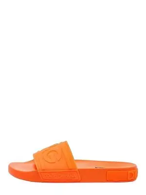 Dolce & Gabbana Embossed Logo Rubber Slides - Orange