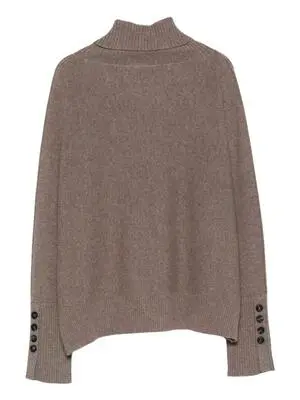 D.exterior Roll-neck Sweater With Button Cuffs - Brown
