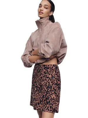 Maeve Printed Mini Skirt With Button Detail - Neutral Pattern