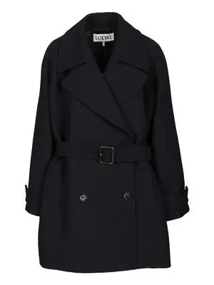 Loewe Double-breasted Wool Blend Drill Coat - Blue