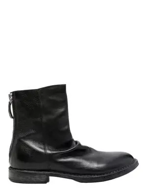 Moma Arizona Rear Zip-fastening Leather Boots - Black