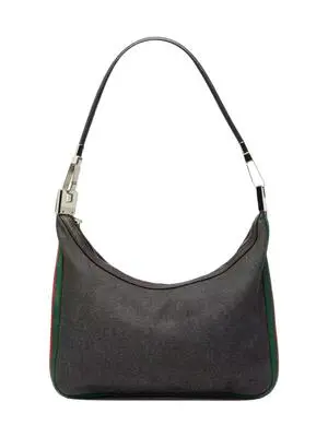 Gucci Gucci Denim Web Shoulder Bag Black