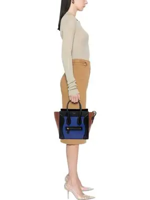 Celine Celine Tricolor Leather Luggage Tote Bag Blue