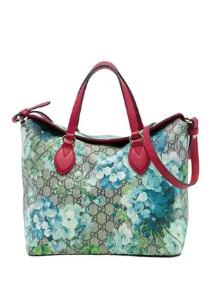 Gucci Gg Supreme Blooms Linea A Fold Over Tote Satchel - Red