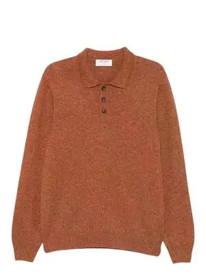 GRAN SASSO Button-down Polo Sweater - Orange