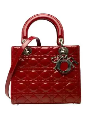 Dior Patent Cannage Lady Satchel - Red