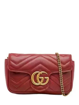 Gucci Mini Gg Marmont Matelassé Crossbody Bag - Red