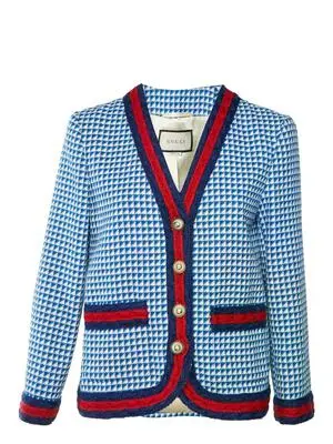 Gucci Houndstooth Tweed Jacket - Blue
