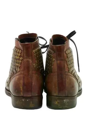 Dolce & Gabbana Cortina Studded Lace-up Ankle Boots - Brown