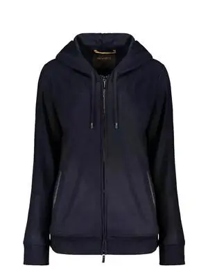 MOORER Zip-up Drawstring Hoodie - Blue