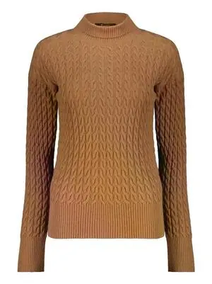 MOORER Cable Knit Roll-neck Sweater - Brown