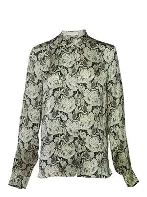 Stella McCartney Floral Lace-print Silk Shirt - Neutrals