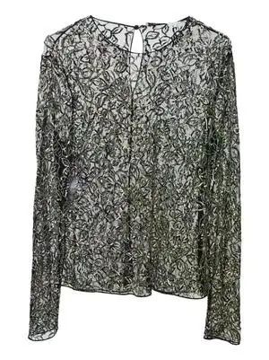 Dior Sequined Long Sleeve Blouse - Black