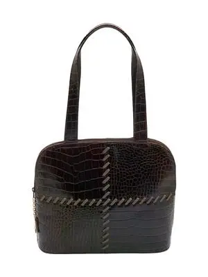 Saint Laurent Crocodile-embossed Shoulder Bag - Brown