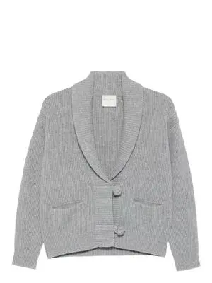 FORTE_FORTE Ribbed Long Sleeve Cardigan - Grey