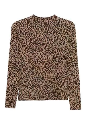 MARCCAIN Leopard-print High Neck Long Sleeve Top - Neutrals