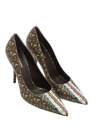 BURBERRY Burberry TB Monogram Print Coated Canvas Pointed Toe Pumps